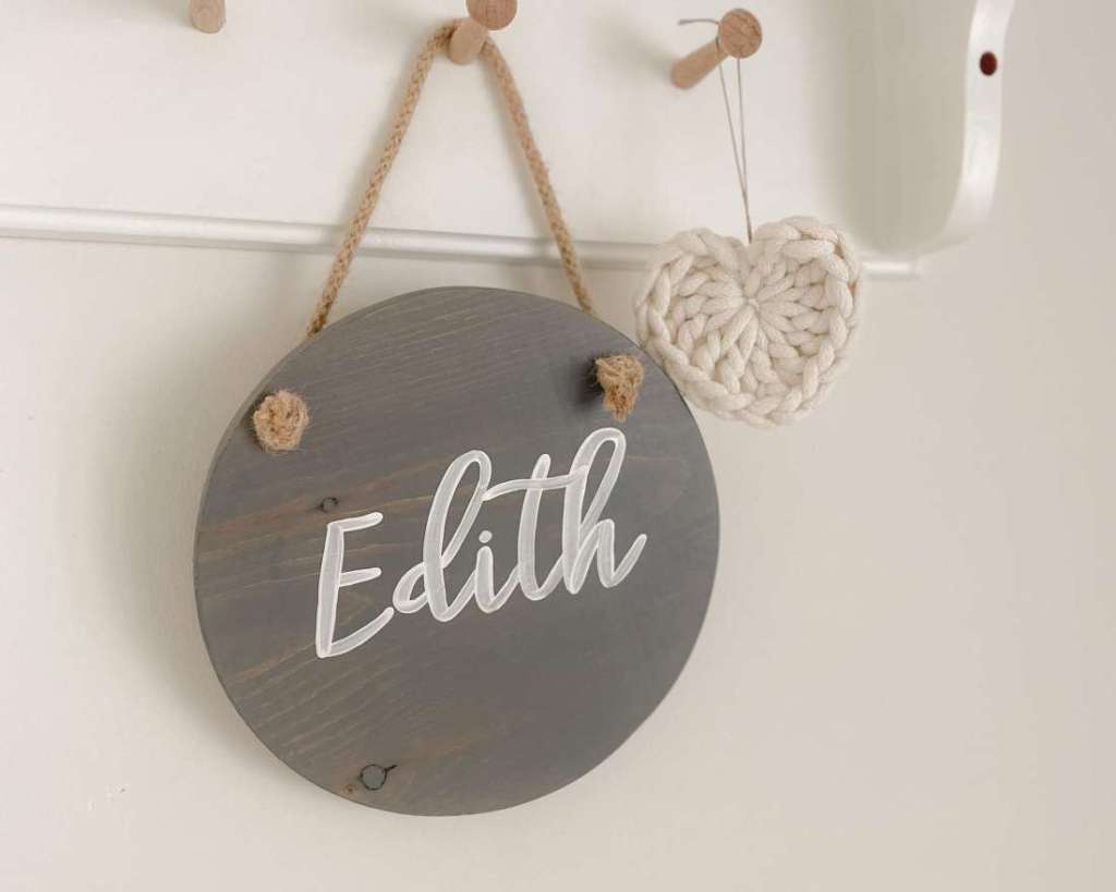Round Wooden Name Sign • Little Wootton